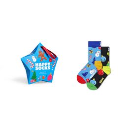 Happy Socks Damen Socken "Holiday", Gr. 22, blau, Baumwolle, Elasthan, Polyamid, gemustert, Socken, mit weihnachtlichen Motiven