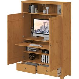 W&auml;scheschrank OTTO HOME "Gotland Home Office Schrank, Mehrzweckschrank, B&uuml;roschrank", natur, B:124cm H:178,4cm T:40cm, Massivholz, Schr&auml;nke, mit Ausziehregal, Schublade, stabil + langlebig, Massivholz made in EU