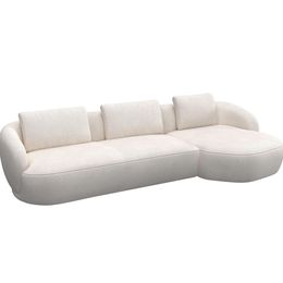 Wohnlandschaft FLEXLUX, B:307cm H:85cm T:146cm, beige, 100% Polyester, Sofas, "Torino, rund, L-Form, Sofa-Ecke mit Recamiere, Longchair-Sofa",