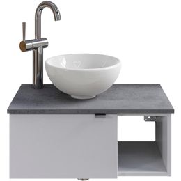 Waschtisch SAPHIR, B:61cm H:39,8cm T:35cm, weiß, Badezimmer, Waschtische, "Serie 6915 Waschschale mit Unterschrank für Gästebad, Gäste WC", 61 cm