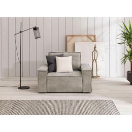 Sessel Home Affaire, B:120cm H:85cm T:86cm, grau, 100% Polyester, Wohnzimmer, Sessel, "SHERWOOD, Love-Seat in 3 Stoffarten verfügbar", passend zur