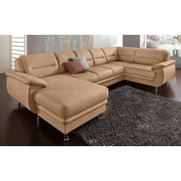 Sit & More Wohnlandschaft SIT & MORE, B:312cm H:85cm T:179cm, braun, NaturLEDER (echtes Rindleder)/Korpus passendes Kunstleder Softlux;Luxus-Microfaser Altara