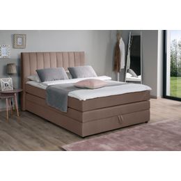 Boxspringbett Alina, B:151cm L:212cm, braun, Struktur fein XBO (100% Polyester), Jugendzimmer, Komplettbetten, "Marvin", inklusive Bettkasten und