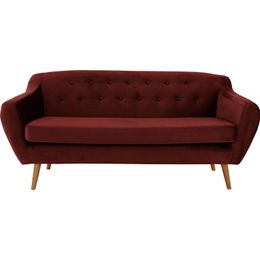 3-Sitzer Home Affaire, B:178cm H:78cm T:73cm, rot, Webstoff, Sofas, "Renne", mit Heftung im Rücken im skandinavischem Stil