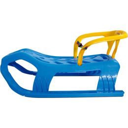 Jamara Kinder Schlitten "Snow Play Schlitten Snow-Star 90 cm, mit R&uuml;ckenlehne", blau, Kunststoff, B:46cm H:29cm L:90cm, Schlitten, Made in Europe
