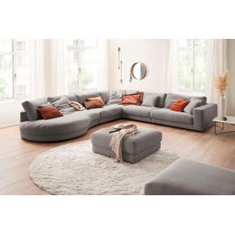 Ecksofa 3C CANDY, B:395cm H:86cm T:225cm, silber, 100% Polyester, Wohnzimmer, Sofas, "Enisa II, bequem und komfortabel, Mega Familiensofa, L-Form",