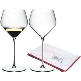 Weißweinglas "Chardonnay Weingläser + Poliertuch Veloce 690 ml 2er Set transparent", transparent, RIEDEL THE WINE GLASS COMPANY, Trinkgefäße