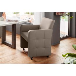 Sessel, B:61cm H:88cm T:70cm, beige, exxpo - SOFA FASHION, Wohnzimmer, Sessel, "Barista Clubsessel auf Rollen, schmale Armlehnen, aktuelles Design",