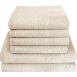 Handtuch Set Dyckhoff, beige, Walkfrottier, Obermaterial: 100% Baumwolle, Handtuch-Sets, "Landscape", 4 Handt&uuml;cher (50x100cm), 2 Duscht&uuml;cher