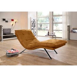 Relaxliege W.Schillig, B:75cm H:91cm T:170cm, gelb, Stoff S37 (100% Polyester), Wohnzimmer, Sofas, "daily dreams", in Waffelkissen-Optik, wahlweise