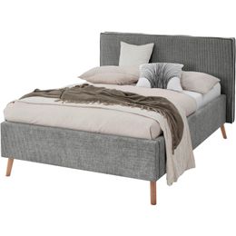 Meise M&ouml;bel Polsterbett MEISE.M&Ouml;BEL, B:165cm L:216cm, grau, Betten, "Riva", mit eichefarbigen Holzf&uuml;&szlig;en, wahlweise mit Bettkasten und Lattenrost