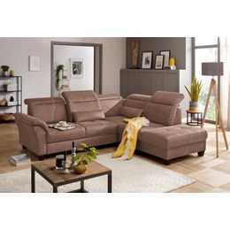 Ecksofa Home Affaire, B:260cm H:104cm T:235cm, braun, Luxus-Microfaser Lederoptik (100% Polyester);Struktur (100% Polyester);Luxus-Microfaser ALTARA
