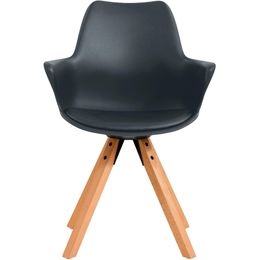 Esszimmerstuhl Salesfever, B:58cm H:84cm T:61cm, grau, Kunstleder, Kunststoff, Massivholz, St&uuml;hle, "Monza - Stilvoller Armlehnstuhl f&uuml;rs Esszimmer",