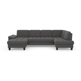 Sit & More Wohnlandschaft SIT & MORE, B:338cm H:88cm T:172cm, grau, 90% Polyester 10%Polyamid, Sofas, "Westham U-Form", wahlweise mit Bettfunktion, Bettkasten,