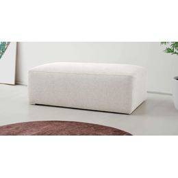 Polsterhocker OTTO HOME, B:114cm H:44cm T:61cm, weiß, 100% Polyester, Hocker, "Koa Pouf, Webstoff, Cord, Struktur, Chenille", Wellenunterfederung,