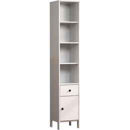Hochschrank Welltime, B:35cm H:188cm T:33cm, weiß, Massivholz, Badezimmer, Schränke, "Kall", Badschrank aus Kiefer-Massivholz mit Schublade - (B/T/H)