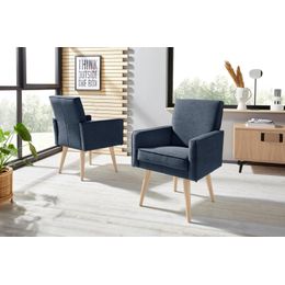 Sessel, B:64cm H:89cm T:67cm, blau, exxpo - SOFA FASHION, Wohnzimmer, Sessel, "Lungo, Loungesessel mit moderner Kedernaht, bequem und elegant",