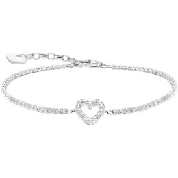 Thomas Sabo Damen Tennisarmband "mit Herz und Steinen", 19, Silber 925 (Sterlingsilber), silber, Silber 925 (Sterlingsilber), Armbänder, mit Zirkonia