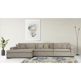 Ottomane Home Affaire, B:310cm H:86cm T:100cm, beige, 100% Polyester, Sofas, "Skara L-Form", Lounge-Sofa mit Federkernpolsterung, in vielen