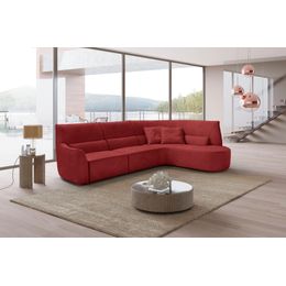 Ecksofa Egoitaliano, B:330cm H:88cm T:205cm, rot, Luxus-Micofaser Lederoptik (100% Polyester) ist ein neues technisches Gewebe mit einem visuellen