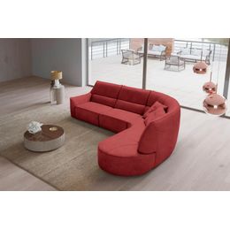 Ecksofa Egoitaliano, B:330cm H:88cm T:205cm, rot, Luxus-Micofaser Lederoptik (100% Polyester) ist ein neues technisches Gewebe mit einem visuellen