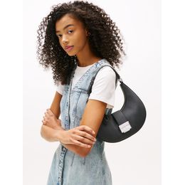 Tommy Jeans Damen Schultertasche "TJW CRUSH SHOULDER BAG", schwarz, Lederimitat, Taschen, Damen Hobo, Umh&auml;ngetasche, Tragetasche mit