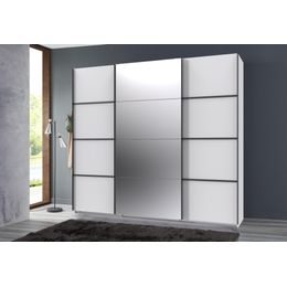 Schwebet&uuml;renschrank wimex, B:225cm H:208cm T:65cm, wei&szlig;, Holzwerkstoff, Spanplatte, Schr&auml;nke, "Jork Kleiderschrank mit Spiegel, schwarze