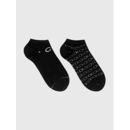 Damen Sneakersocken "CK WOMEN SNEAKER 2P ALL OVER LOGO", Calvin Klein Jeans, schwarz, Baumwollmischung, Socken, Einheitsgr&ouml;&szlig;e, flexible Passform