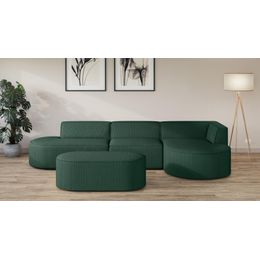 Ecksofa OTTO HOME, B:343cm H:72cm T:159cm, grün, 100% Polyester, Wohnzimmer, Sofas, "EIVIND Designer Sofa mit Ottomane rechts/links, B/T/H: