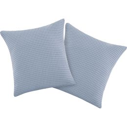 Kissenbezug Andas, B:50cm L:50cm, blau, Baumwolle, Obermaterial: 100% Baumwolle, Kissenbez&uuml;ge, "Greta", in Waffelpiqu&eacute; Optik, in vielen Farben