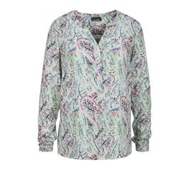 GOLDNER Damen Schlupfbluse "Langarmbluse mit V-Ausschnitt, Print", blau, Gr. 38, Obermaterial: 100% Viskose CV., Blusen