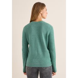 Cecil Damen Cardigan, gr&uuml;n, Gr. XXL, Strukturmuster, Grobstrick, 37% Baumwolle, 34% Polyacryl, 26% Polyester, 3% Elasthan, Strickjacken, mit