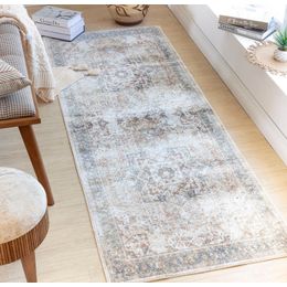 Teppich LIVABLISS, B:80cm H:6mm L:220cm, braun, Kunstfaser, Wohnzimmer, Teppiche, "MARLENHEIM", Maschinenwaschbarer Teppich, Boho, Orient-Optik,