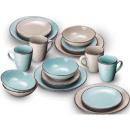 ARTE VIVA Kombiservice "Geschirr-Set, Service Puro", 16 Stk., blau, Geschirr-Sets, vom Sternekoch Thomas Wohlfarter empfohlen, 16 Teile, f&uuml;r 4