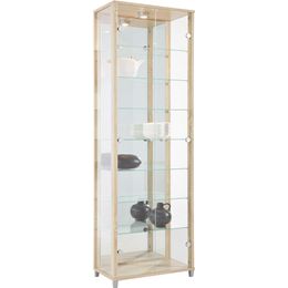 Fif Möbel Vitrine FIF MÖBEL "OPTIMA", eichefarben sägerau, B:58cm H:172cm T:33cm, Holzwerkstoff, Sicherheitsglas ESG, Schränke, Standvitrine/Glasvitrine 2x Glastür,perfekt für Sammler,Sammlervitrine