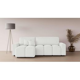 Ecksofa Home Affaire, B:233cm H:88cm T:142cm, beige, 100% Polyester, Wohnzimmer, Sofas, "FELICI, Schlafsofa 233cm, L-Form mit Recamiere beidseitig