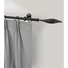 Gardinenstange Garesa, L:180cm &Oslash;:16mm, schwarz, Metall, Gardinenstangen, "ESPERANCA", rustikale Vorhanggarnitur, verl&auml;ngerbar, Eisen, mit Ringe