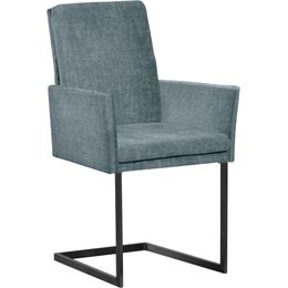 K+w Komfort & Wohnen Armlehnstuhl, B:55cm H:96cm T:64cm, blau, K+W KOMFORT & WOHNEN, St&uuml;hle, stabiles Hochkantrohr, Untergestell in Edelstahloptik oder schwarz