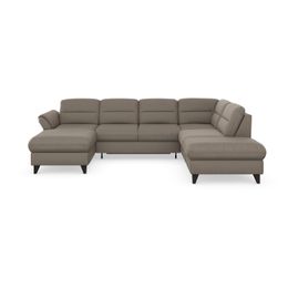 Sit & More Wohnlandschaft SIT & MORE, B:306cm H:87cm T:212cm, braun, 100% Polyester, Sofas, "Mellum U-Form", Federkern, wahlweise mit Bettfunktion, Stauraum und