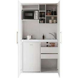Pantryk&uuml;che respekta, B:104cm H:193cm T:67cm, wei&szlig;, Komplettk&uuml;chen-Sets, "Peter, mit Duo Kochfeld, wahlweise mit Mikrowelle, Korpus Wei&szlig;", Breite 104