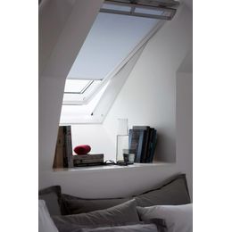 Velux Verdunklungsrollo "DKL 4576SWL, Farbe himmelblau", F06, stufenlos positionierbar, blau, Rollos, wei&szlig;e F&uuml;hrungsschienen & Griffleiste