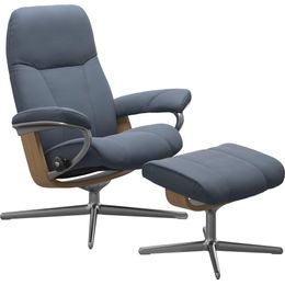 stressless Relaxsessel "Consul" Set, Relaxsessel mit Hocker, mit Hocker, mit Cross Base, Gr&ouml;&szlig;e S, M & L, Holzakzent Eiche
