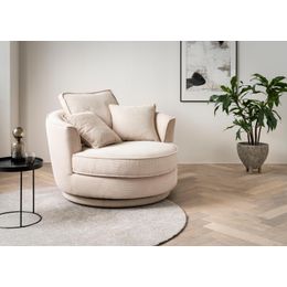 Drehsessel Home Affaire, B:120cm H:86cm T:120cm, beige, Wohnzimmer, Sessel, "MAISIE, Love Seat XXL, Lese-Sessel BIG-", Sessel in MEGA CORD u.
