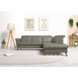 Sit & More Ecksofa SIT & MORE, B:250cm H:91cm T:220cm, grau, 100% Polyester, Wohnzimmer, Sofas, "Romero L-Form", wahlweise mit oder ohne TV-Funktion,