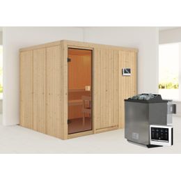 Karibu Sauna "Nybro", (ohne Ofen), beige, Saunen, Ofen 9 kW Bio externe Strg easy