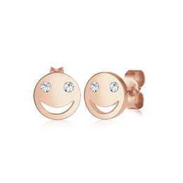 Elli Damen Paar Ohrstecker "mit Smiling Face 925 Silber, mit Kristallen von Swarovski", onesize,mit Steinen, Silber 925 (Sterlingsilber), rosa,