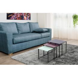 Beistelltisch Kayoom, B:45cm H:45cm T:45cm, lila, Pulverbeschichtetes Metall: Stahl, Wohnzimmer, Tische, "South 110 3er-Set, Tisch-Set in modernem