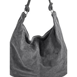 Heine Damen Beuteltasche, grau, Leder, unifarben, Taschen