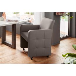 Sessel, B:61cm H:88cm T:70cm, grau, exxpo - SOFA FASHION, Wohnzimmer, Sessel, "Barista Clubsessel auf Rollen, schmale Armlehnen, aktuelles Design",