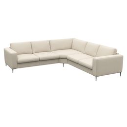 Ecksofa FLEXLUX, B:257cm H:85cm T:92cm, wei&szlig;, 100% Echteder, Wohnzimmer, Sofas, "Fiore, gleichschenklig, super Sitzkomfort durch Kaltschaum im Sitz",